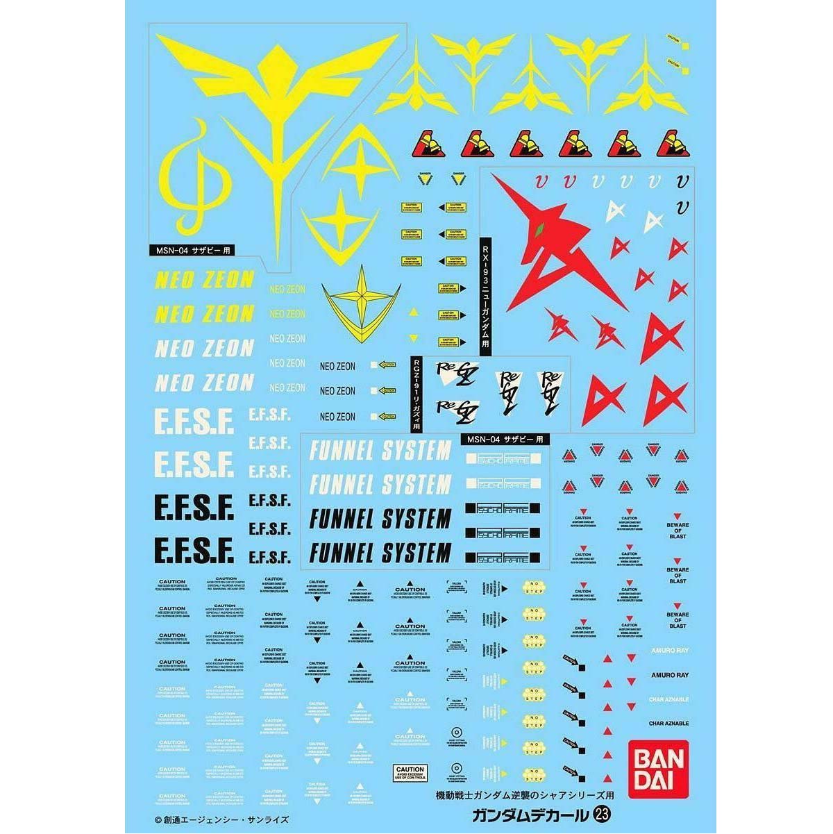 Bandai Gundam Decal 23 Char's Counterattack Series - Bandai | Oomomo ...